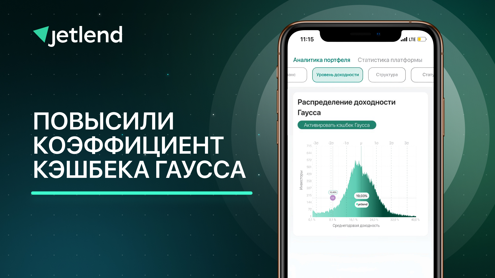 Повысили коэффициент Кэшбека Гаусса - JetLend